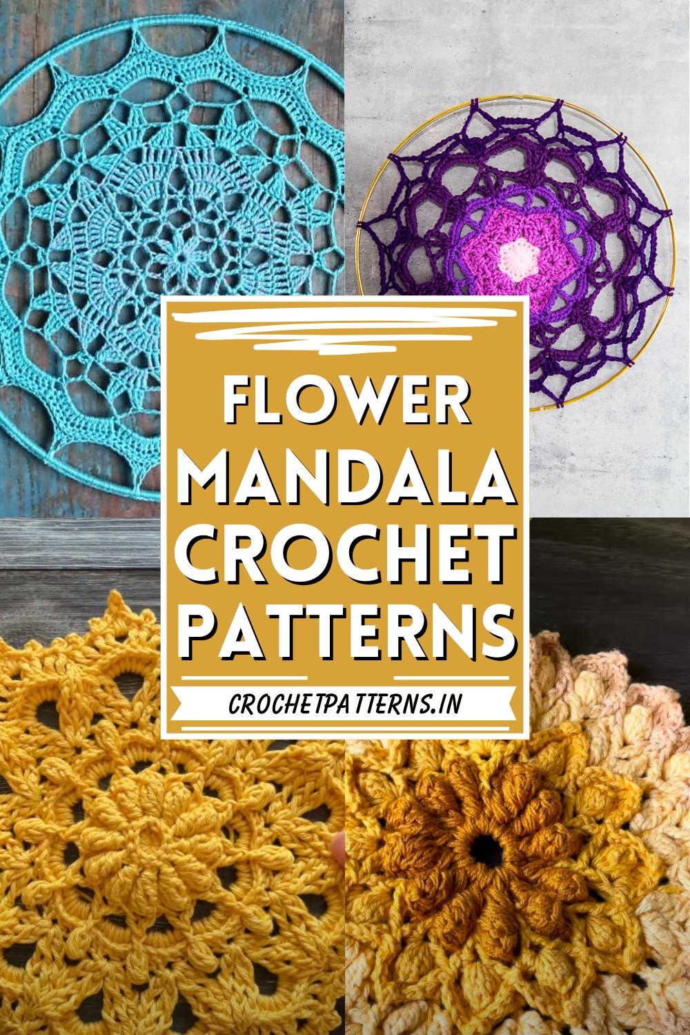 Unique Crochet Flower Mandala Patterns In Solid Color Yarn