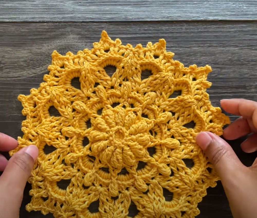 Unique Crochet Flower Mandala Patterns In Solid Color Yarn