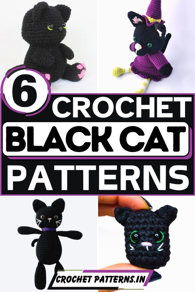 6 Cute Crochet Black Cat With Shiny Eyes Patterns