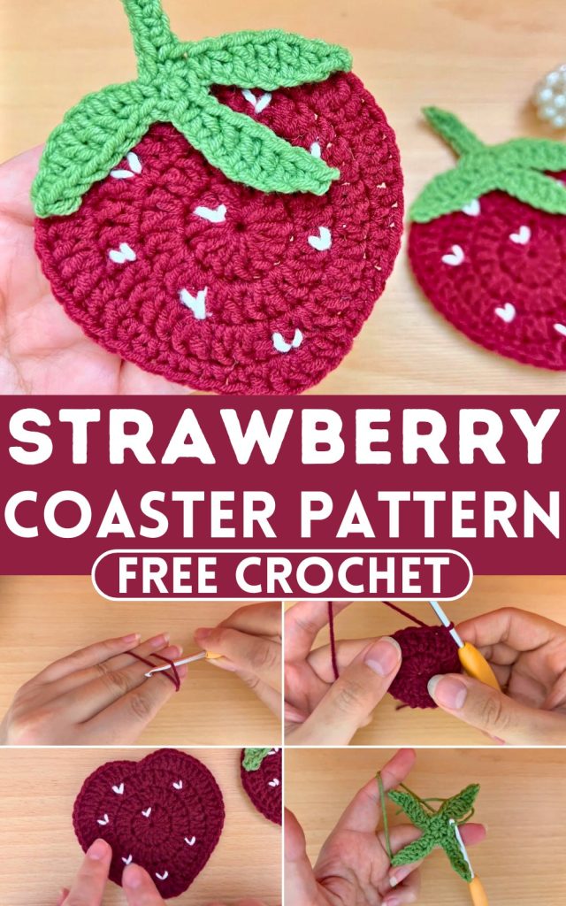 Adorable Crochet Strawberry Coaster Pattern