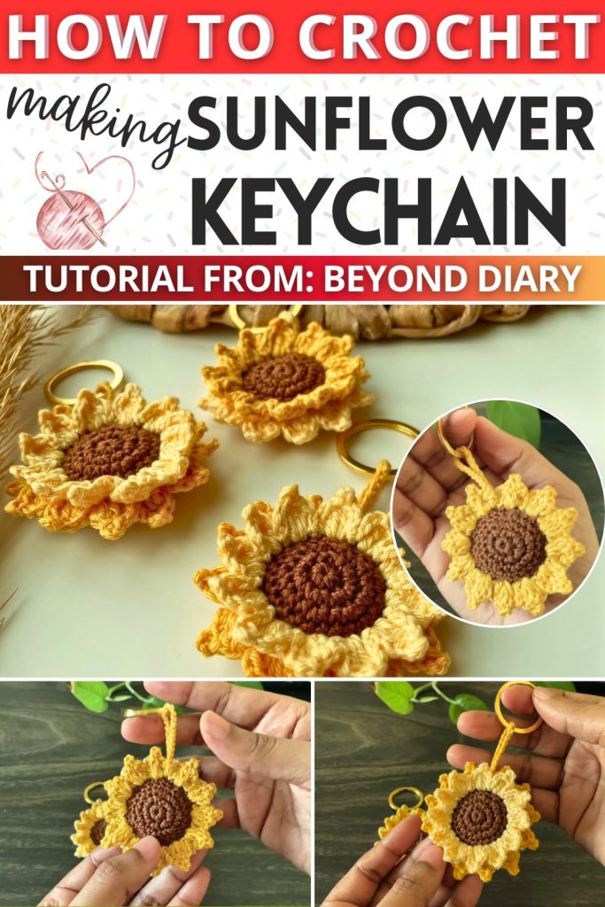 Unique Crochet 3d Sunflower Keychain Pattern