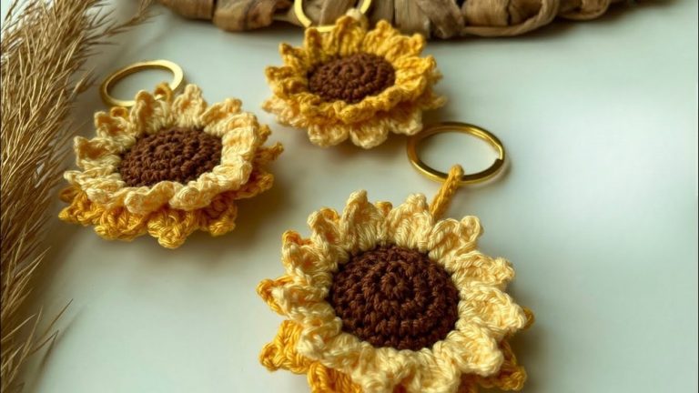Unique Crochet 3d Sunflower Keychain Pattern