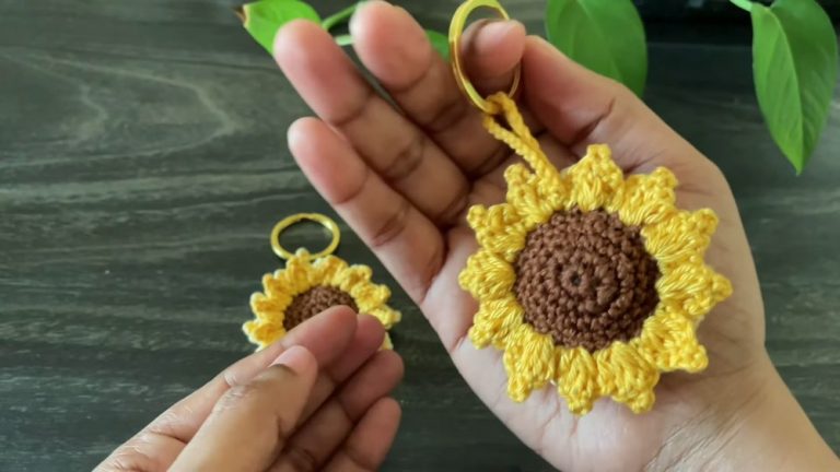 Unique Crochet 3d Sunflower Keychain Pattern