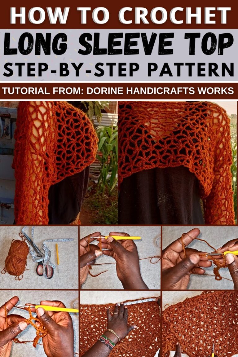 FREE Crochet Elegant Mesh Flowery Long Sleeve Top Pattern