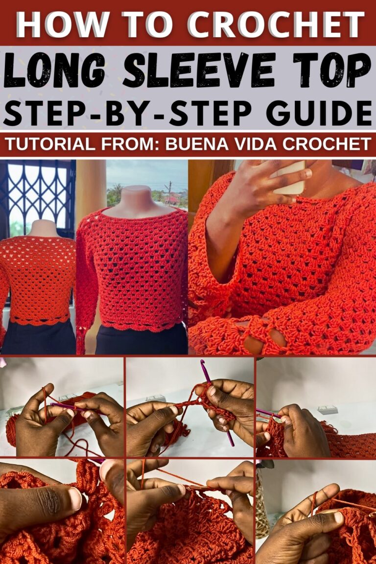 Stylish Free Crochet Long Sleeve Top Pattern with Granny & Shell Stitches
