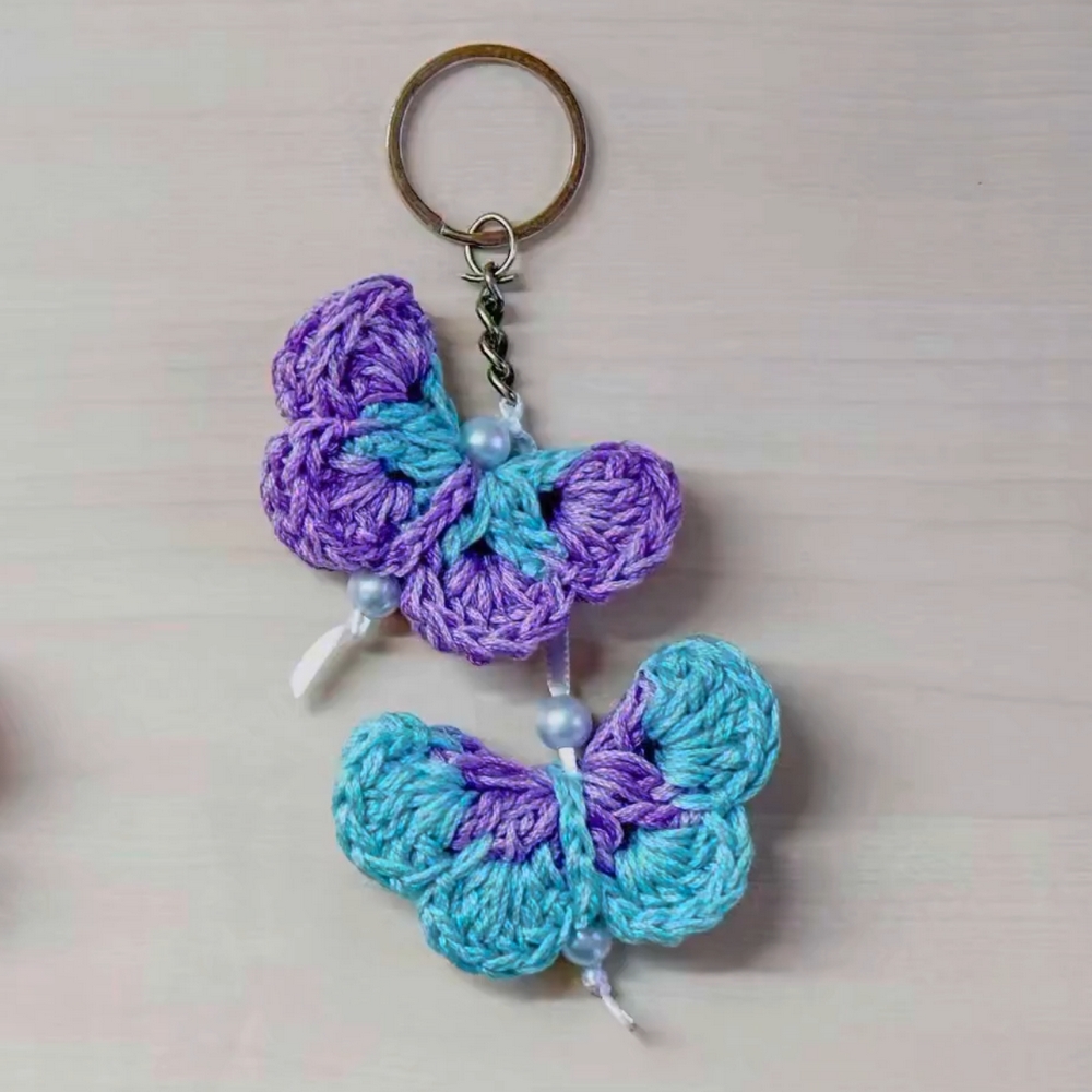 Mini Crochet Butterfly Keychain for Cute Accessories