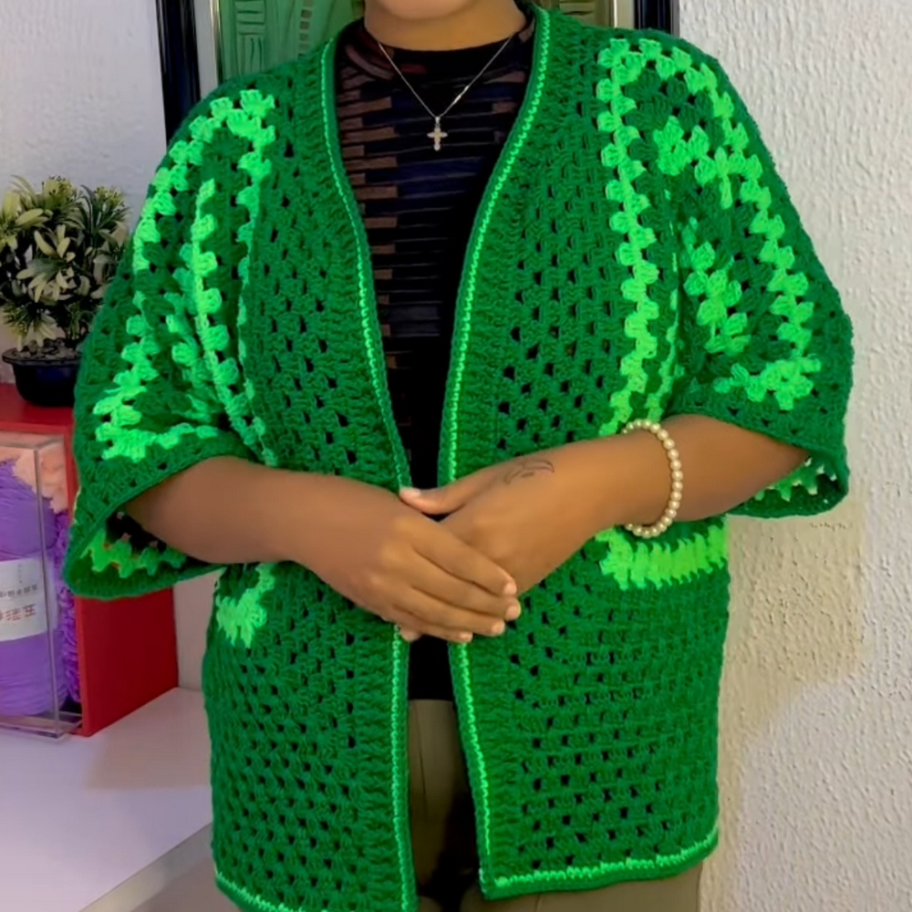 Elegant-fit Crochet Hexagon Cardigan for Stylish Looks