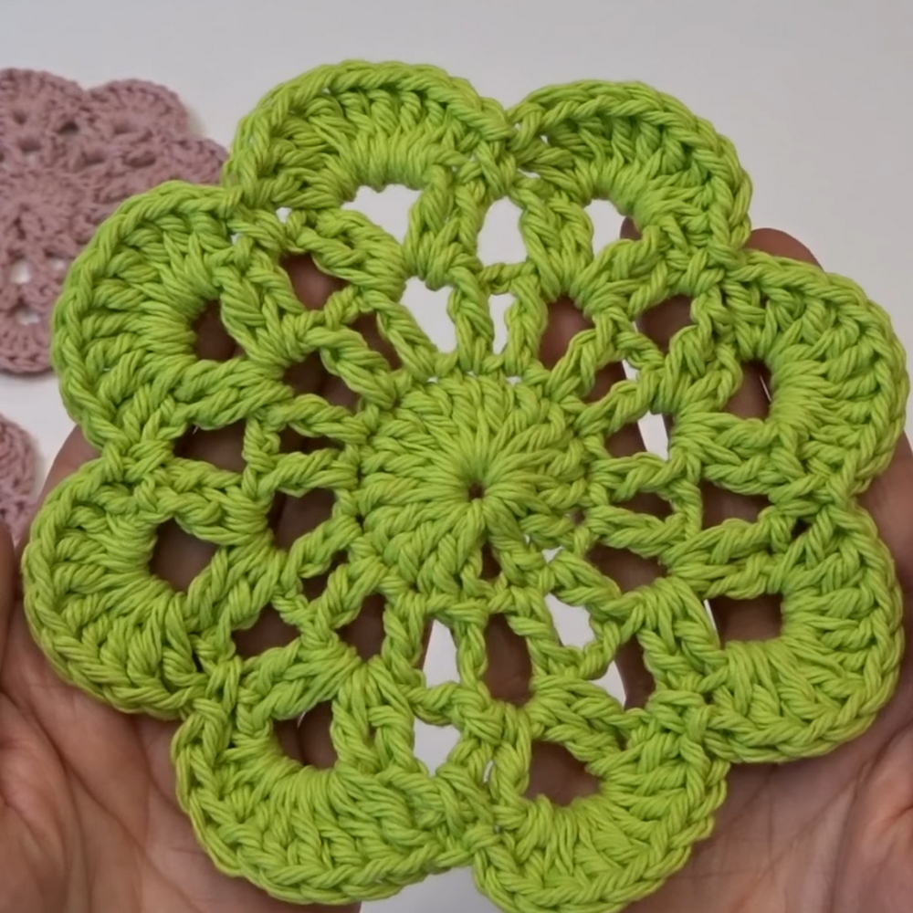 Adorable Crochet Flower Pot Coasters Pattern