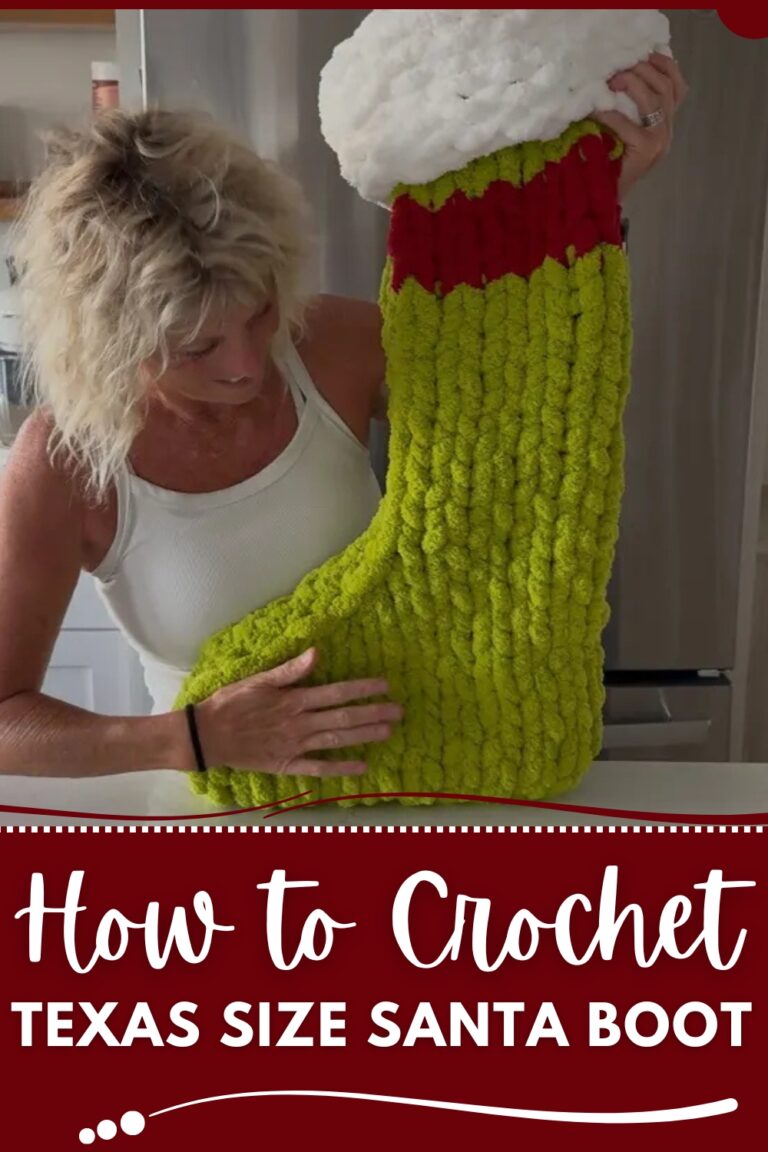 Whimsical Crochet Texas Size Santa Boot Brightens Any Space